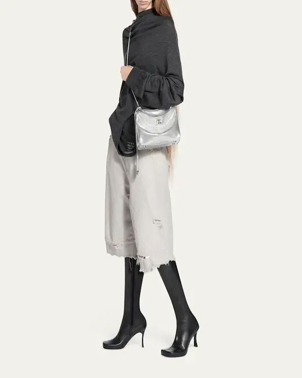 Balenciaga Rodeo Mini Python-embossed Crossbody Bag - Silver