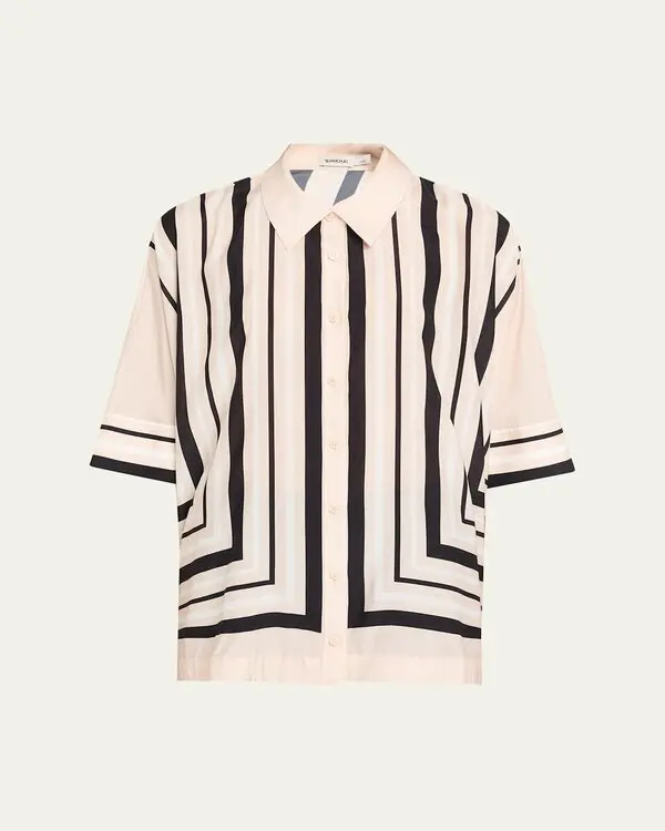 Simkhai Bowman Oversized Button-front Shirt - Sand Stripe