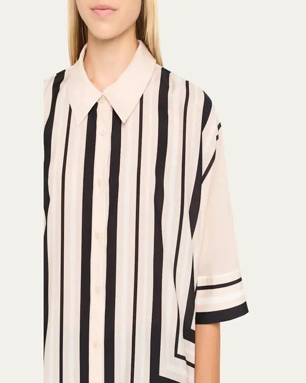 Simkhai Bowman Oversized Button-front Shirt - Sand Stripe