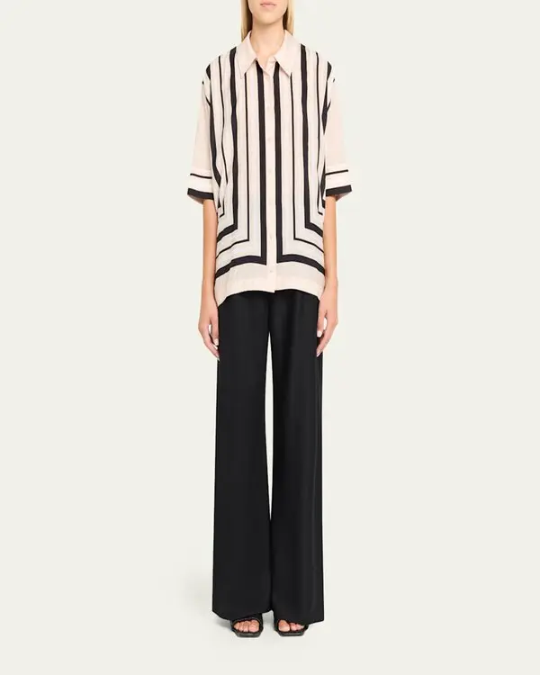 Simkhai Bowman Oversized Button-front Shirt - Sand Stripe