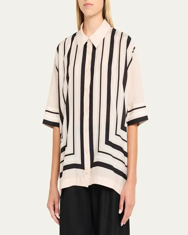 Simkhai Bowman Oversized Button-front Shirt - Sand Stripe