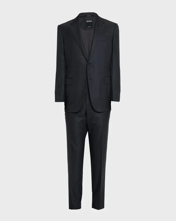 Zegna Wool Woven Plaid Two-piece Suit - Blue Navy Check