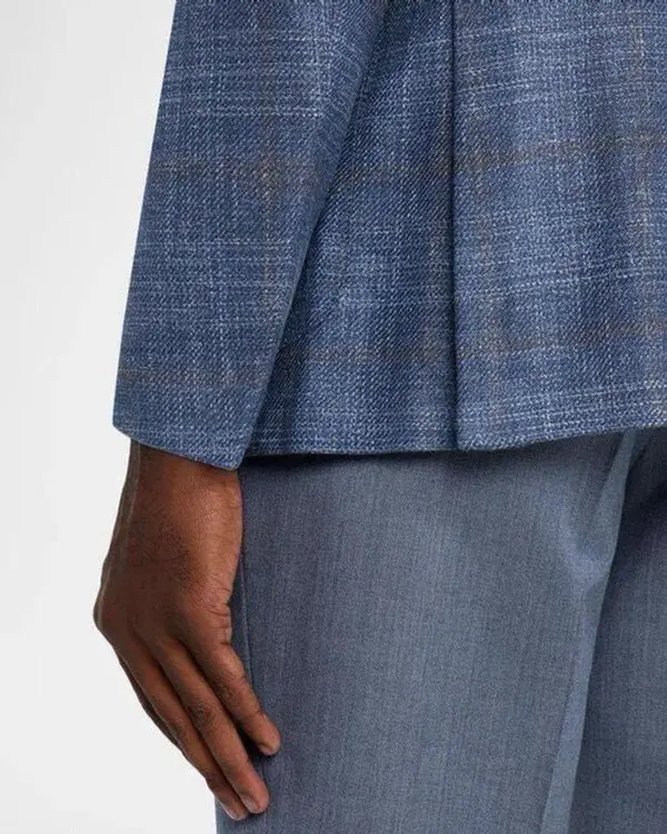 Zegna Melange Windowpane Sport Coat - Medium Blue