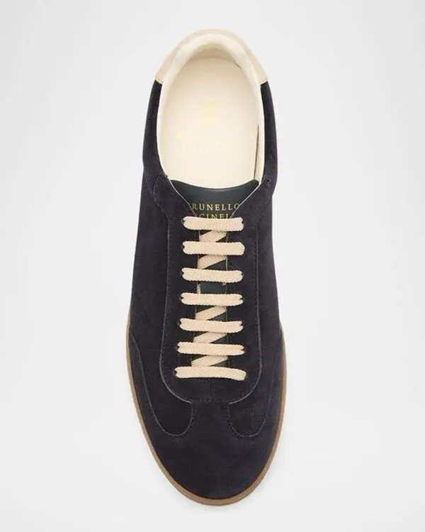 Brunello Cucinelli Suede T-toe Low-top Sneakers - Navy
