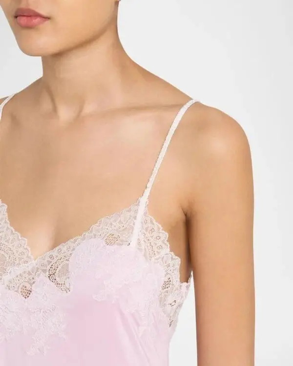 Natori Enchant Silky Lace-trim Nightgown - Pwp