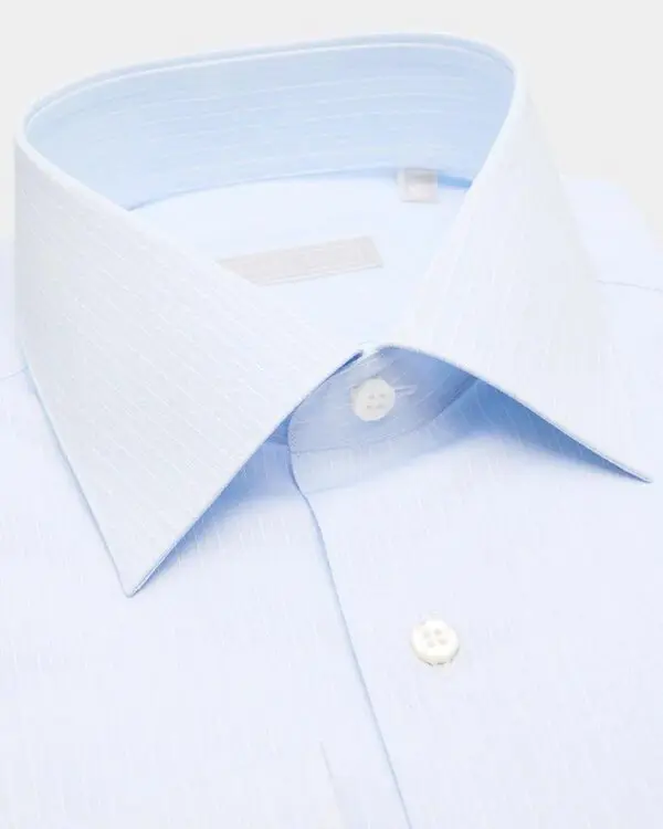 Stefano Ricci Apos;s Cotton Multi-stripe Point Collar Dress Shirt - Bright Blue