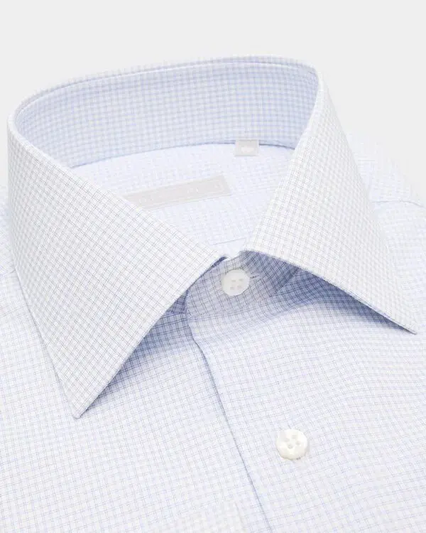 Stefano Ricci Apos;s Cotton Micro-graph Check Point Collar Dress Shirt