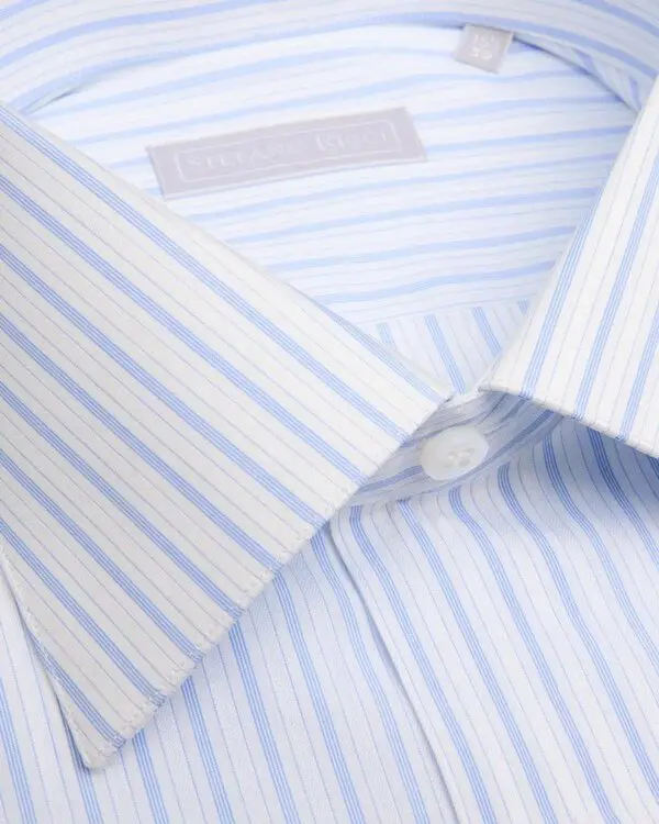 Stefano Ricci Apos;s Cotton Multi-stripe Point Collar Dress Shirt - Light Blue