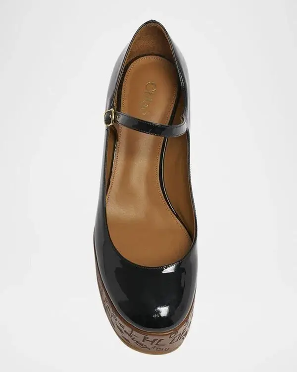 Chloé Maxime Patent Leather Platform Wedge Sandals