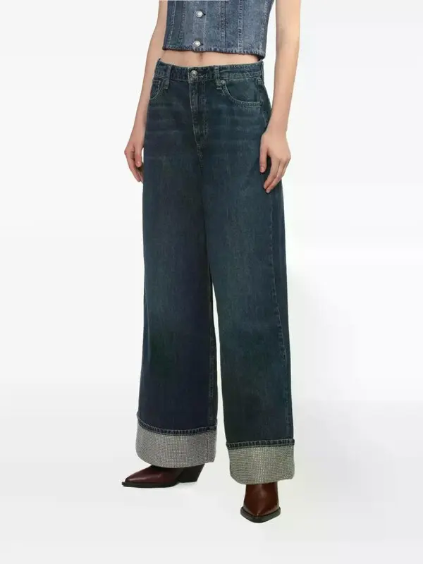 Rag & Bone Sofie Embellished-cuff Wide-leg Jeans