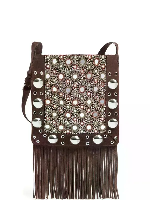 Valentino Garavani Nellcôte Embroidered Shoulder Bag With Fringes