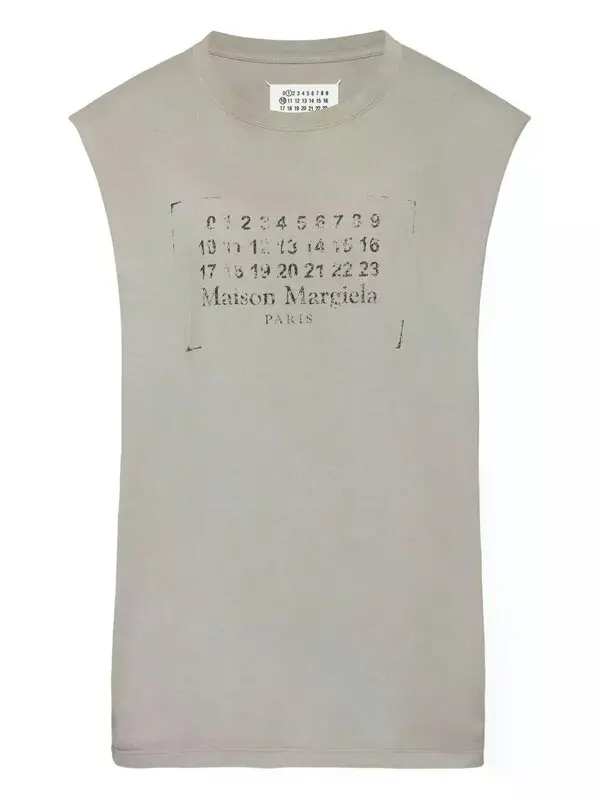 MAISON MARGIELA Logo-print Sleeveless Top - Grey