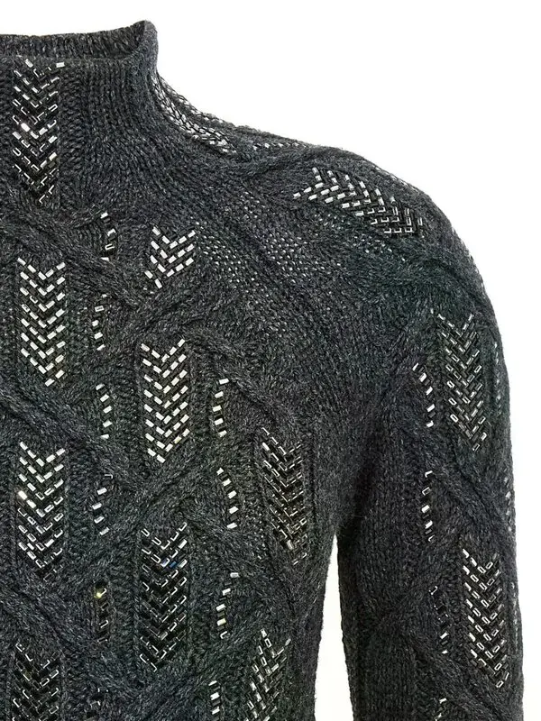 Ermanno Scervino Cable-knit Sweater With Crystal Embellishments