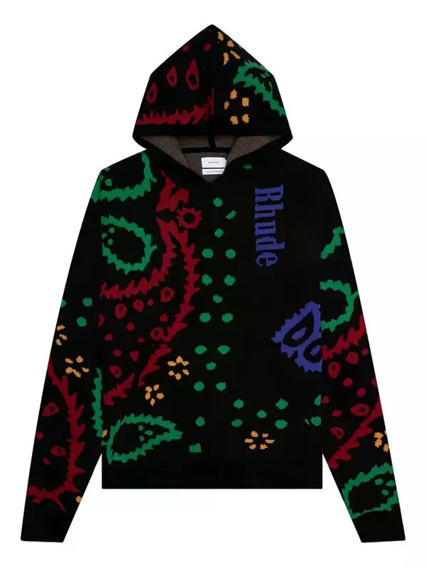 Rhude Paisley-pattern Knitted Hoodie