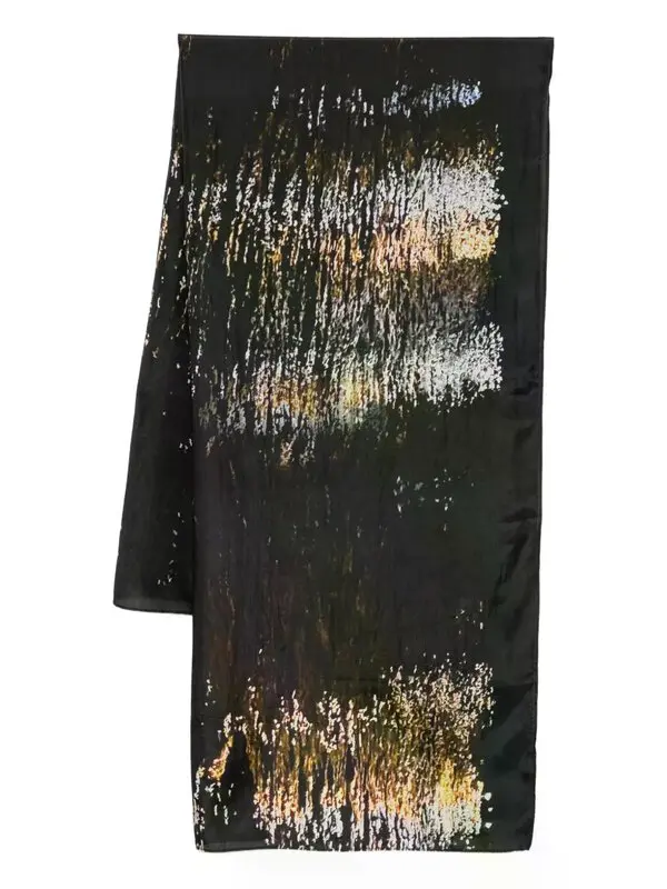 YAVI Abstract-print Silk Scarf - Black