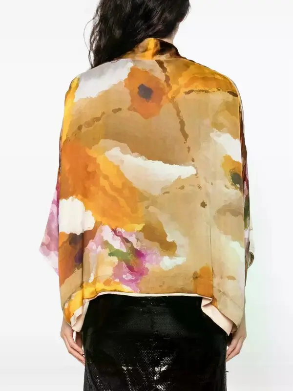 YAVI Reversible Abstract-print Silk Velvet Jacket