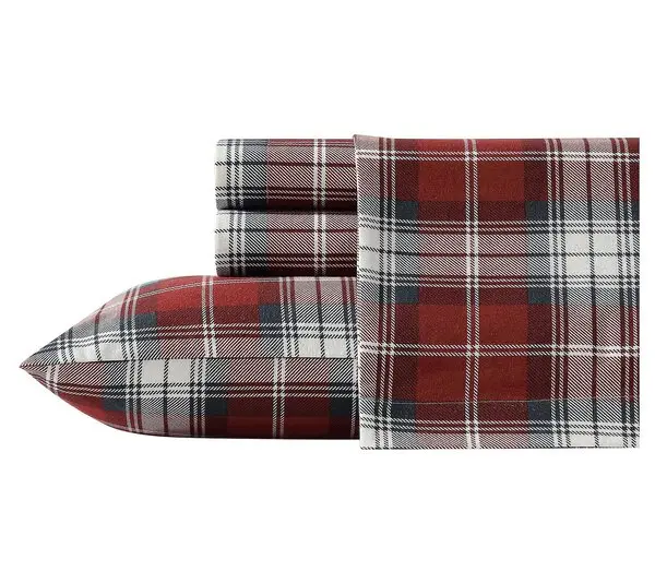 Eddie Bauer Heartland Plaid Red Flannel Twin Sh Eet Set - One-color
