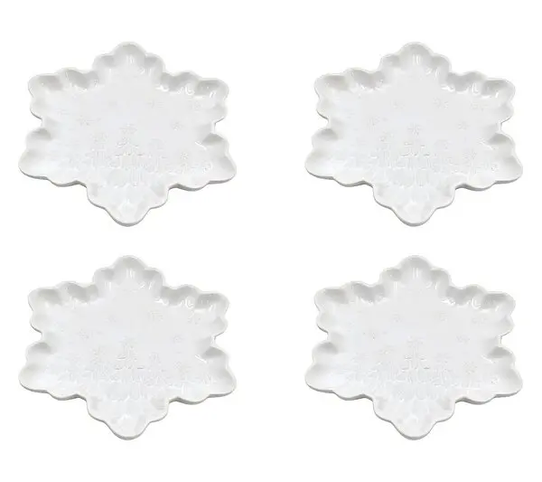 TEMP-TATIONS As Is Seasonal Set Of 8' Snowflake Plate - One-color