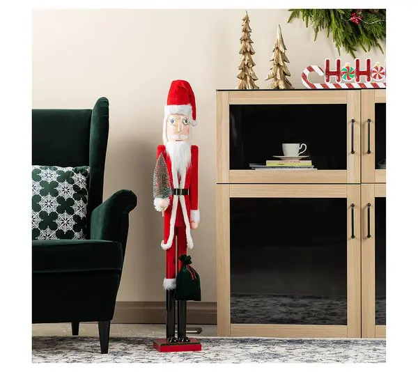 GLITZHOME 42'h Wooden Christmas Santa Nutcracke R - One-color