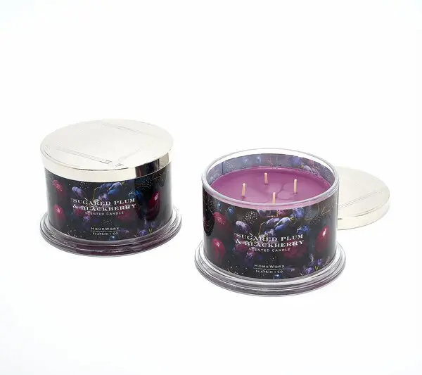 HOMEWORX BY SLATKIN + CO. S/2 18oz Sugared Plum & Blackberry - One-color