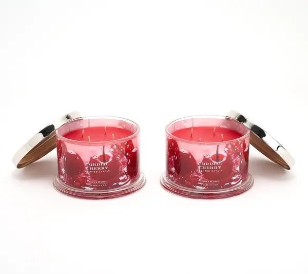 HOMEWORX BY SLATKIN + CO. S/2 18oz Cordial Cherry Candles - One-color