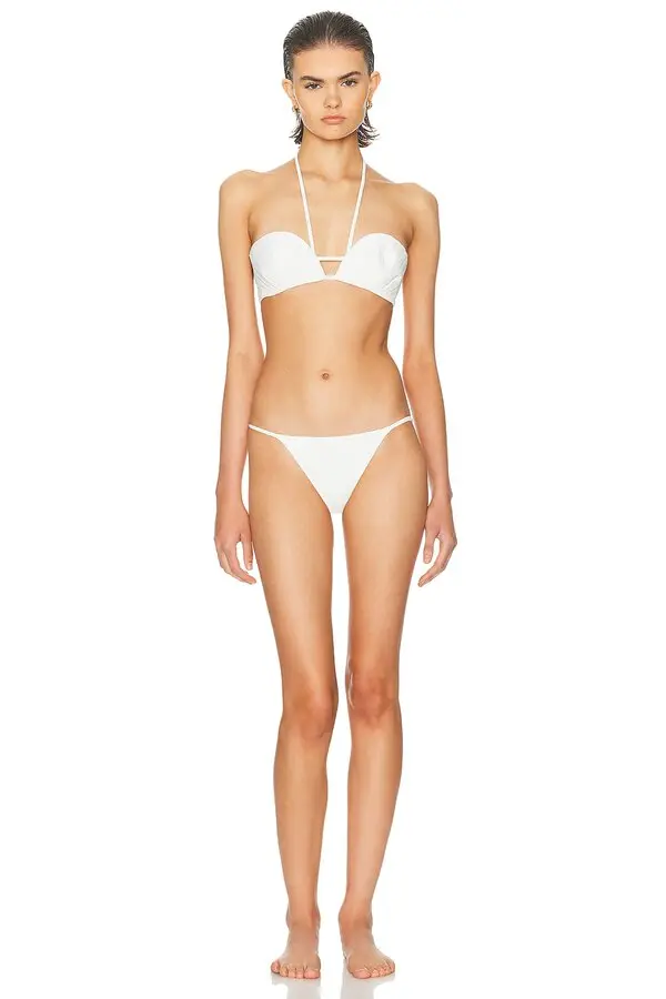 ADRIANA DEGREAS Coquille De Mer Halterneck Bikini Set - Off White