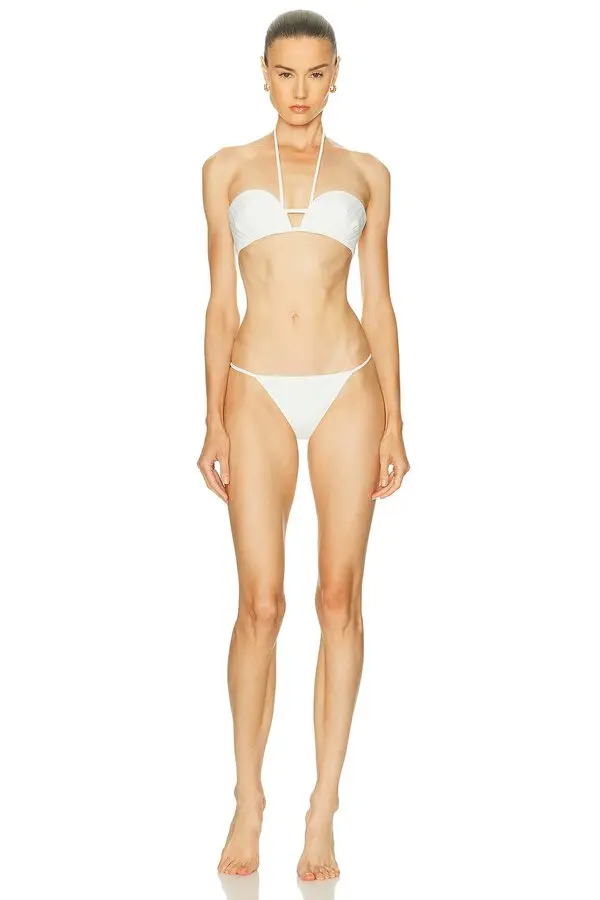 ADRIANA DEGREAS Coquille De Mer Halterneck Bikini Set - Off White