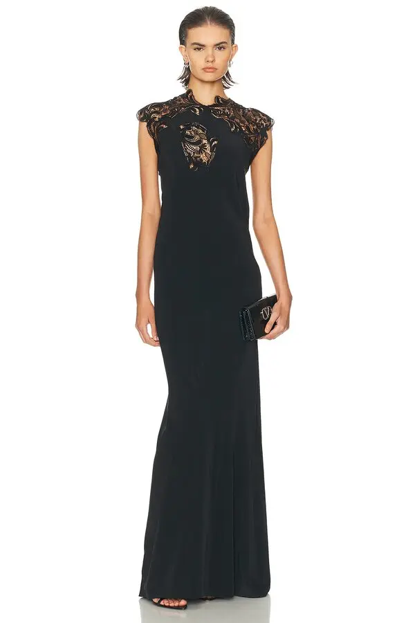 FERRAGAMO Gown With Lace Neckline