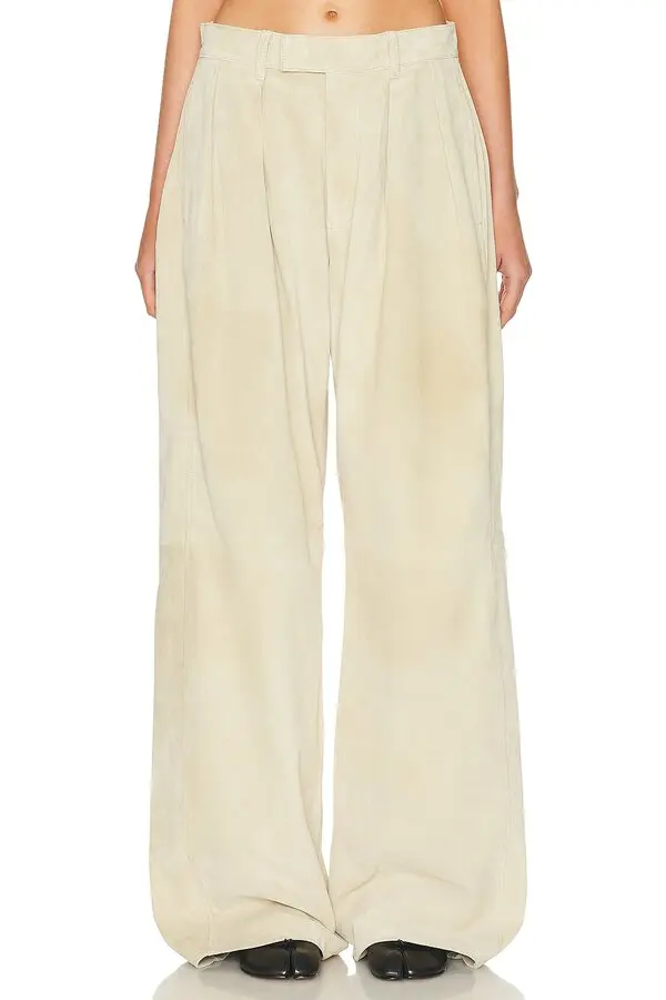 R13 Pleated Wide Leg Leather Pant