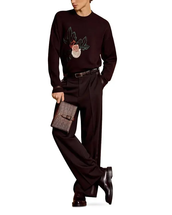 Emporio Armani Regular Fit Embroidered Wool Sweater