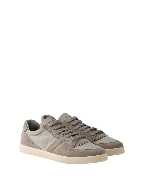 Prada Suede And Re-nylon Sneakers - Gold/silver