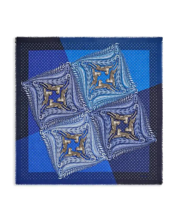 FERRAGAMO Madras Silk Scarf - Blue Royal