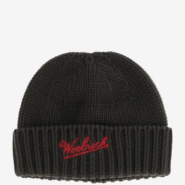 Woolrich Wool Beanie With Embroidered Logo - Green