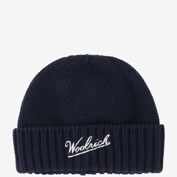 Woolrich Wool Beanie With Embroidered Logo - Blue