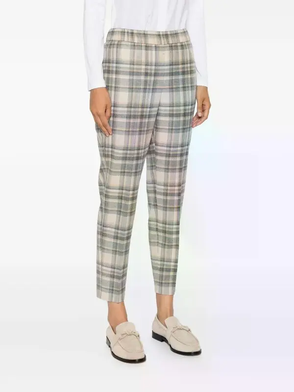 Peserico Checked Elastic-waist Trousers