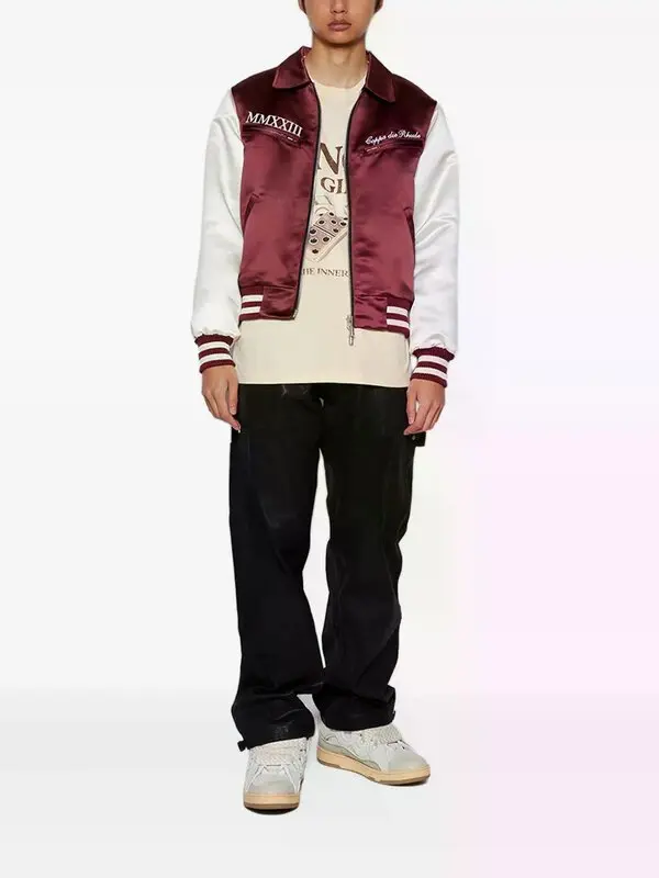 Rhude Front-zip Satin Bomber Jacket - Brown