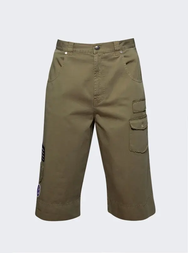 Palm Angels Military Patch Bermuda - Green