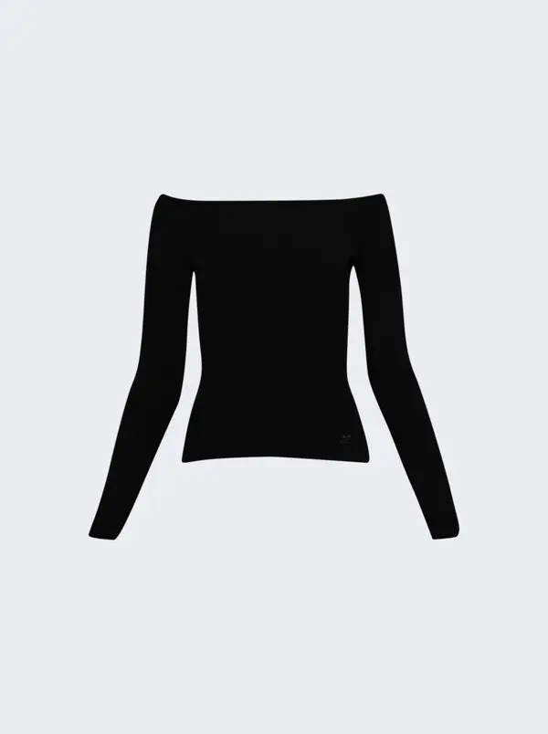 COURRÃ¨GES Off-the-shoulder Rib-knit Top - Black