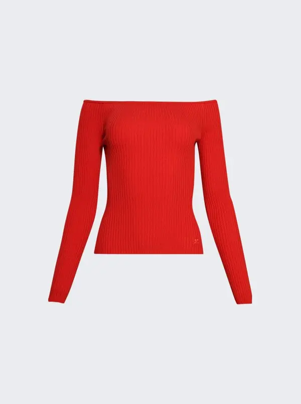 COURREGES Off-the-shoulder Rib-knit Top - Red