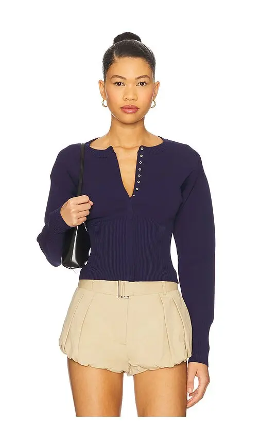 ALL THE WAYS Kourtney Ribbed Cardigan - Navy
