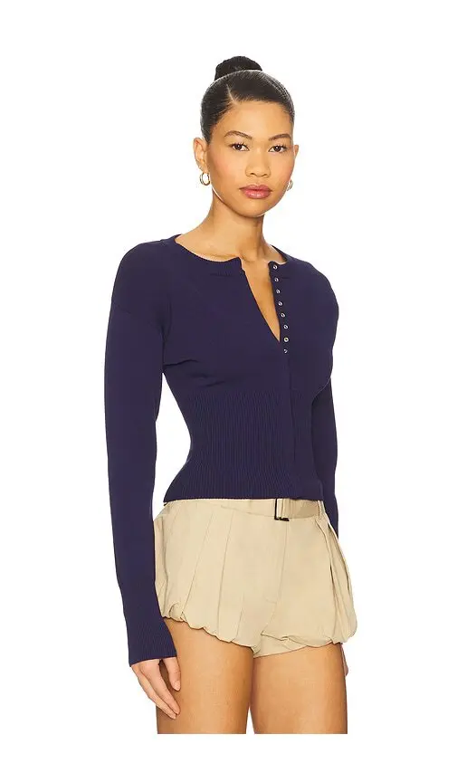 ALL THE WAYS Kourtney Ribbed Cardigan - Navy