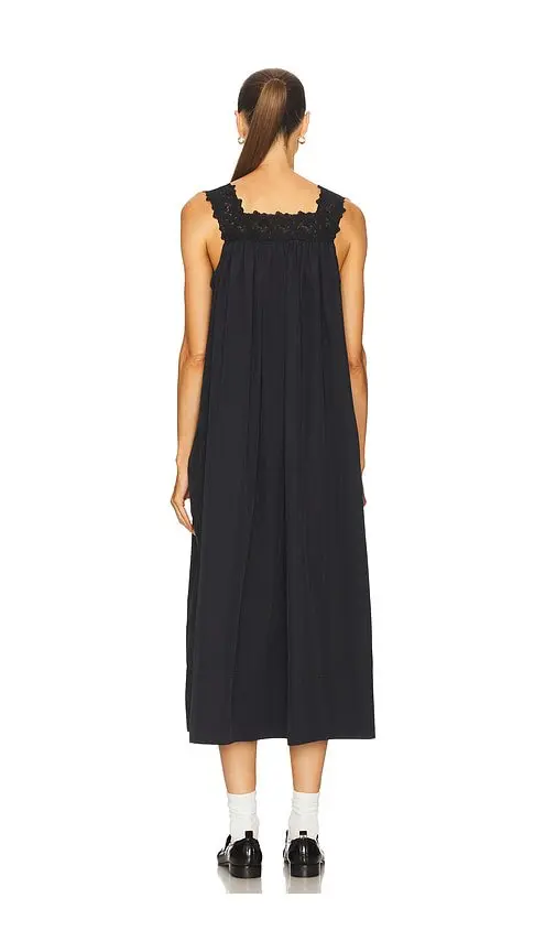 HELSA Midi Dress With Lace Detail - Black