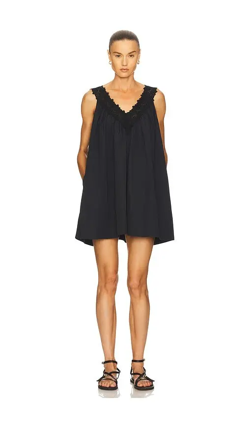 HELSA Mini Dress With Lace Detail - Black