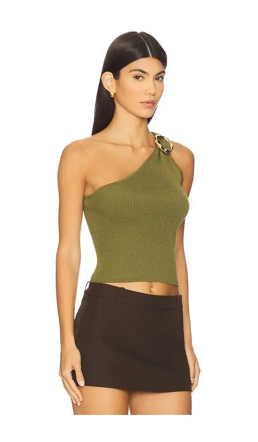 Simkhai Fenix One Shoulder Top - Olive