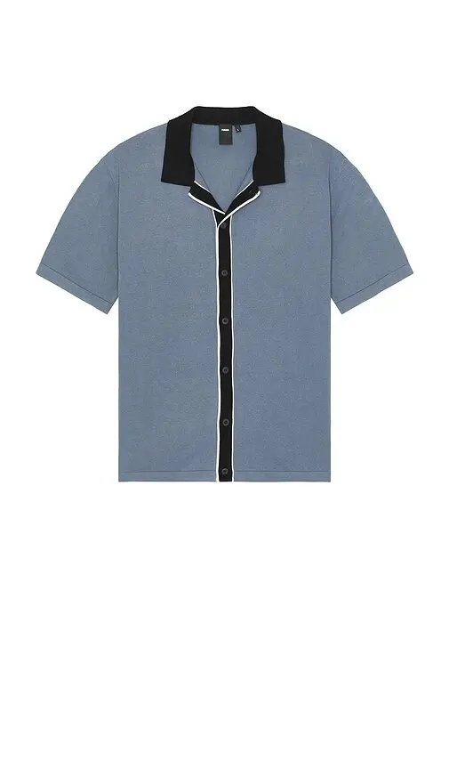 FORMER Marilyn Short Sleeve Knit Shirt In Blue - Steel Blue