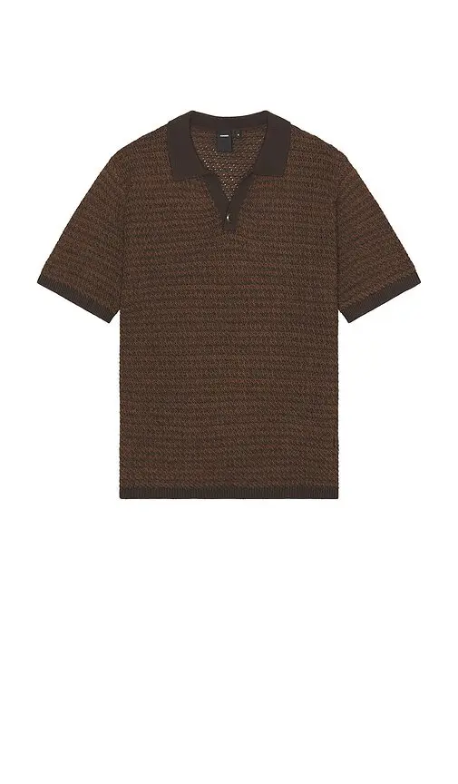 FORMER Ag Open Collar Polo In Brown - Cooper