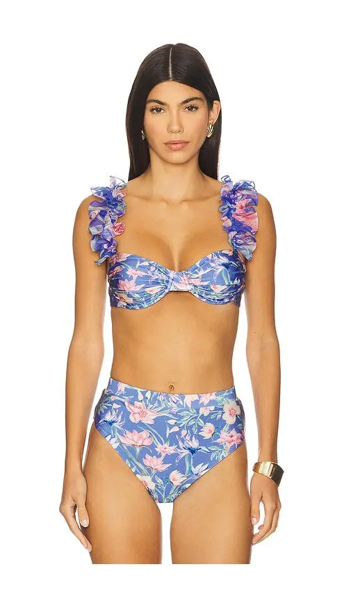 PatBO Amaryllis Flutter Bikini Top - Blue