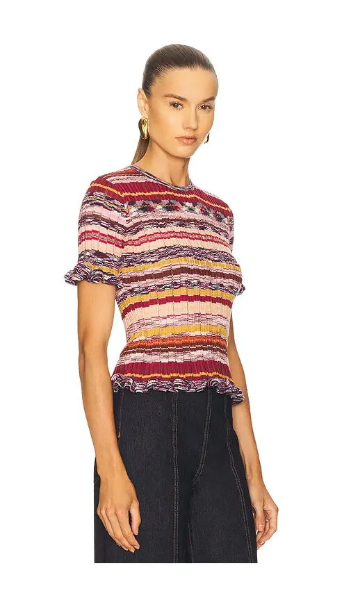 Ulla Johnson Miya Short Sleeve Knit Top - Prism