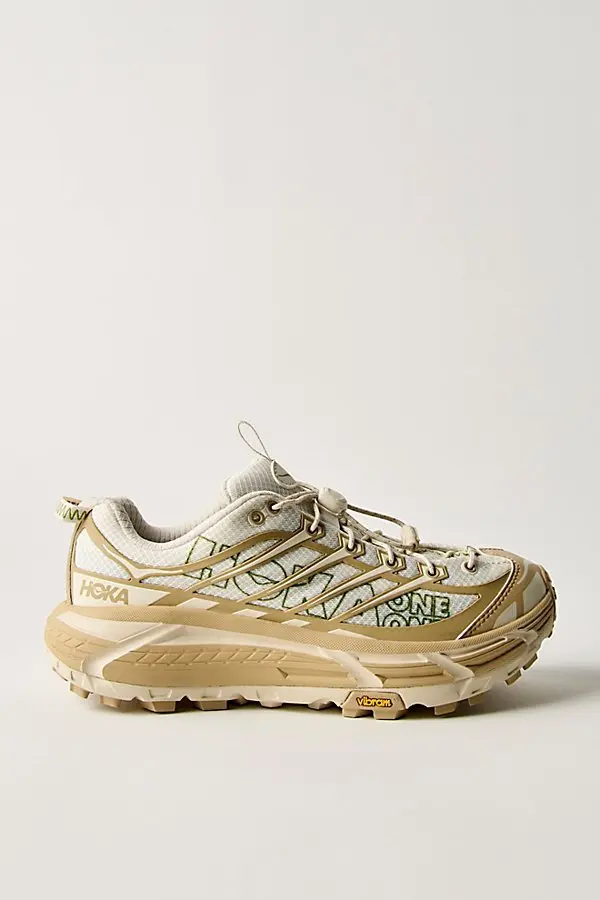HOKA® Mafate Three2 Wordmark Sneakers - Khaki/oatmilk