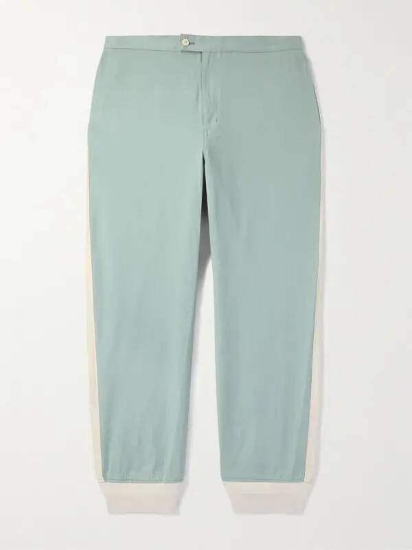 Visvim Bertone Tapered Grosgrain-striped Cotton-twill Trousers